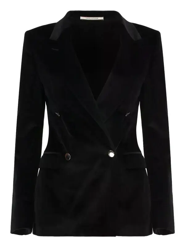 Tagliatore Double-breasted Velvet Jacket - Black