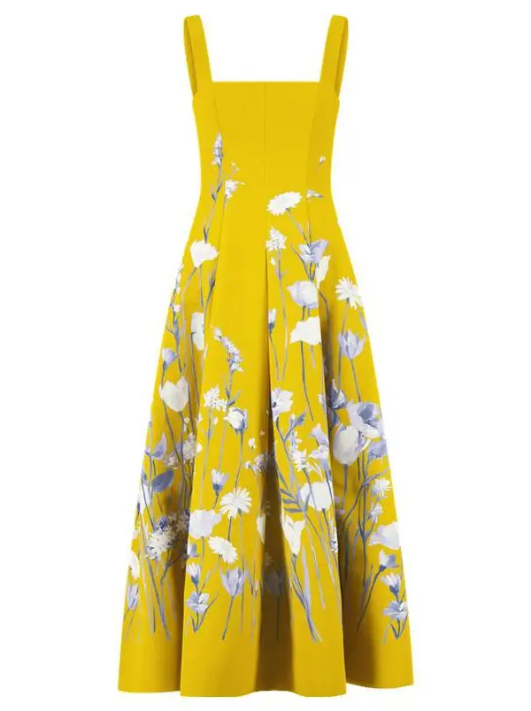 Lela Rose Faille Square Neck Full Dress - Floral