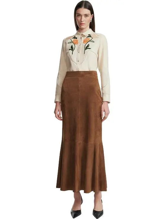 Lela Rose Suede Tulip Skirt - Multicolor