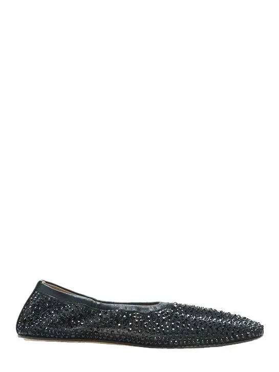 Le Monde Beryl Mica Crystal Mesh Flats - Black
