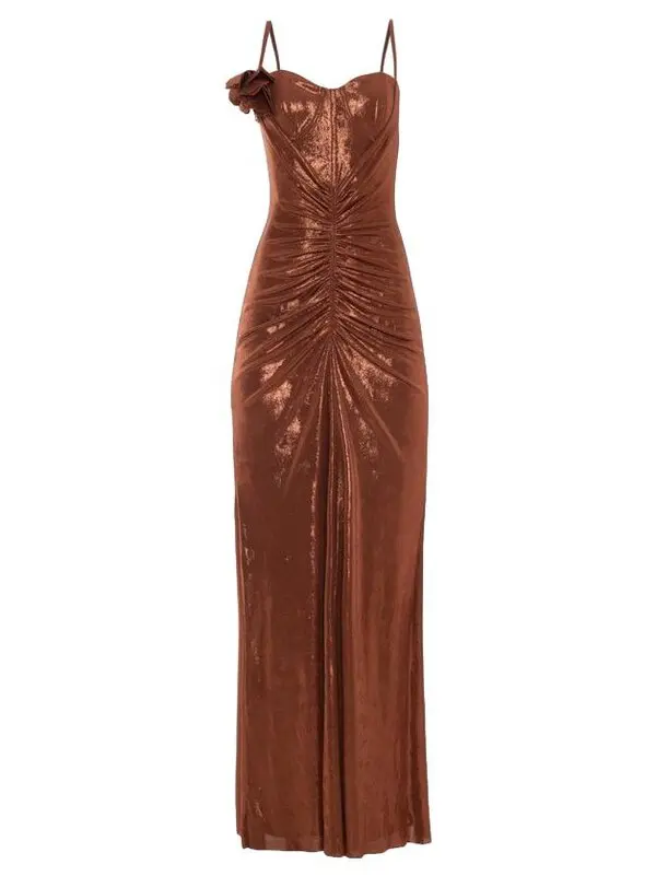 PatBO Jersey Elisian Gown - Black / Brown / Gold
