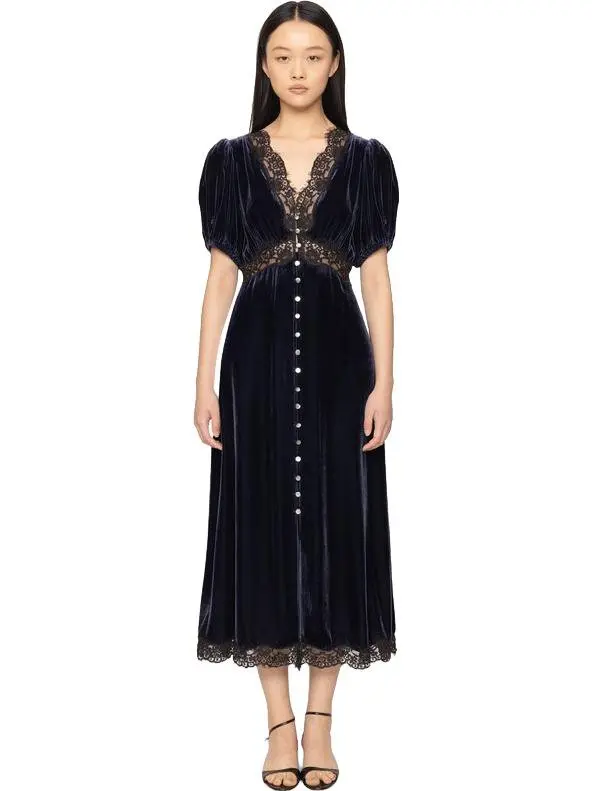 Sea Clarice Velvet Midi Dress - Black