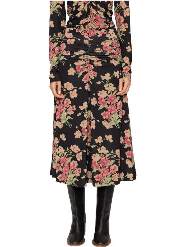 Sea Cornelia Floral Print Skirt - Black