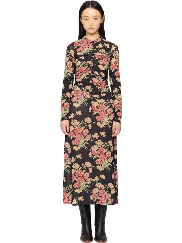 Sea Cornelia Floral Print Midi Dress - Black