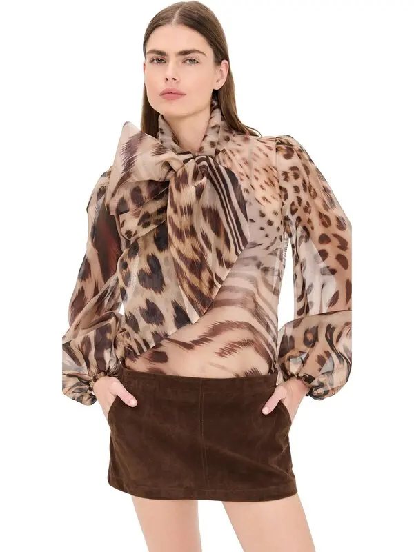 Retrofete Peregrine Silk Blouse - Melting Animal Print