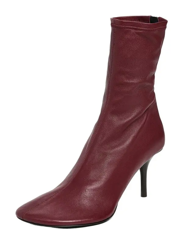 Acne Studios Leather Ankle Booties - Wine Red