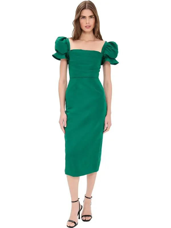 DAMARIS BAILEY Rose Silk Midi Dress - Green