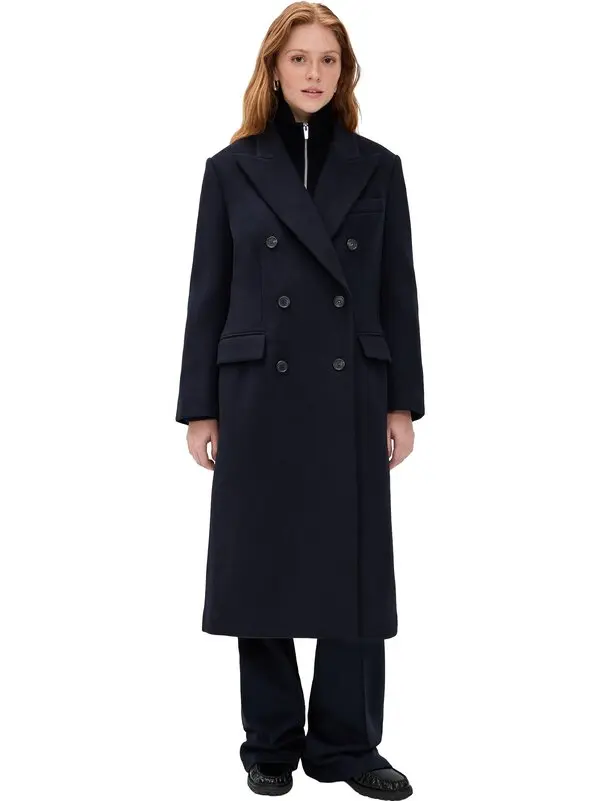 Theory Double Breasted Peak Coat - Baltic
