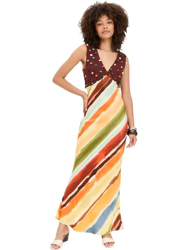 NEVER FULLY DRESSED Beaded Allegra Maxi Dress - Orange