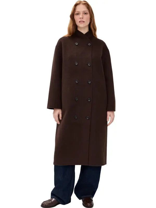 ALEX MILL Long Sophia Coat - Chocolate