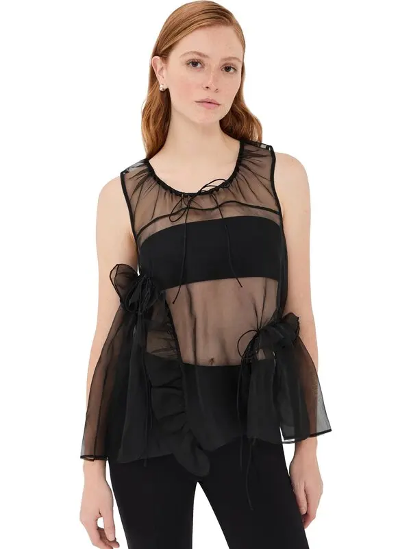 Cecilie Bahnsen Silk Organza Top - Black