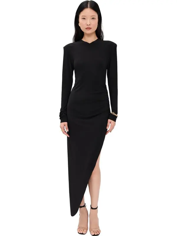 Norma Kamali Shoulder Pad V-neck Gown - Black