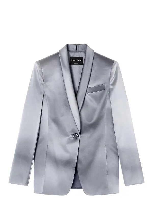 Giorgio Armani Silk Satin Single-breasted Blazer - Beige