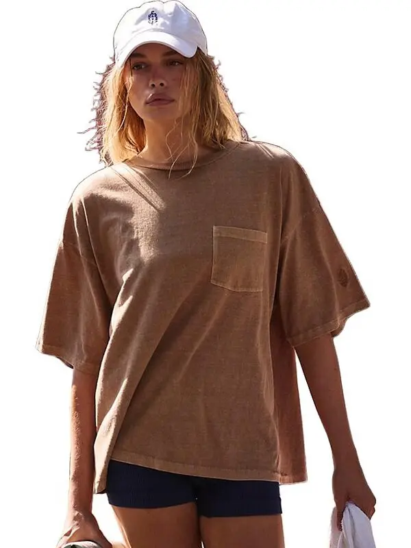 Free People Tackle Logo Tee - Camel