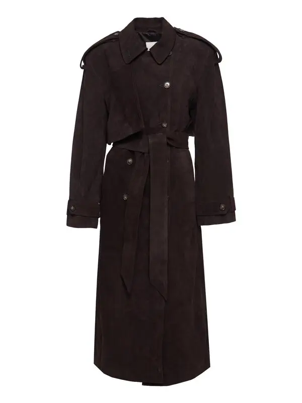 Almada Label Sienna Suede Trench Coat - Chocolate