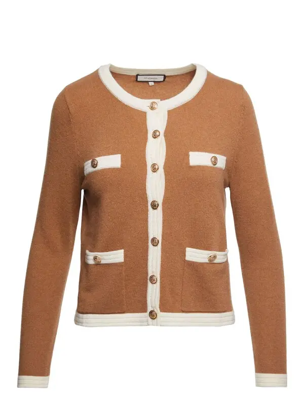 ANDIATA Charlott Cardigan - Camel,vit