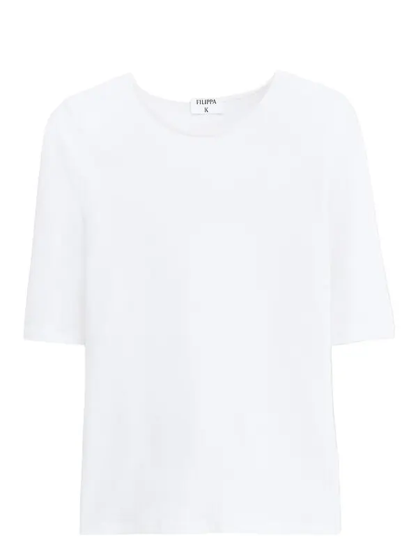 Filippa K T-shirt Cotton Stretch Elbow Sleeve - White