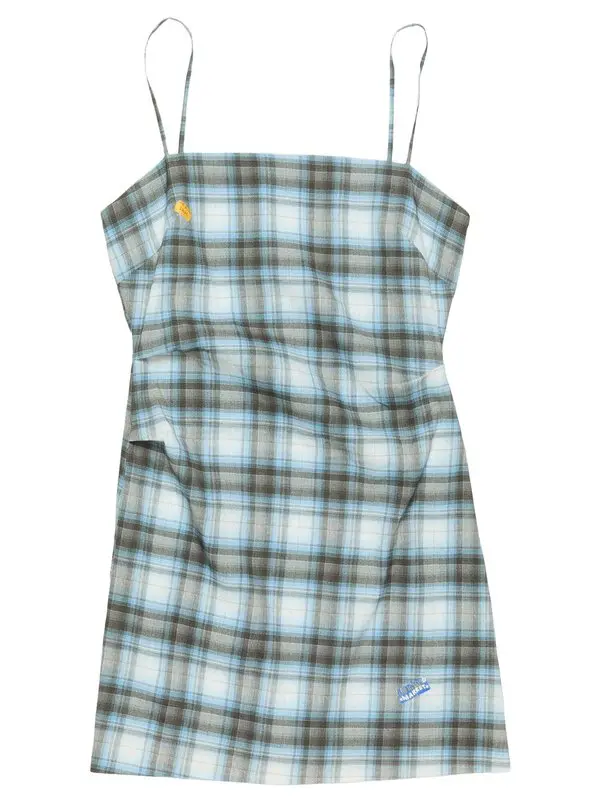 Acne Studios Strap Checked Mini Dress - Black,blue