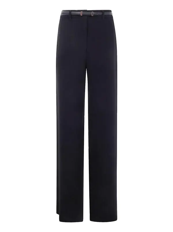 Max Mara Wide Leg Trousers With Belt - Navy