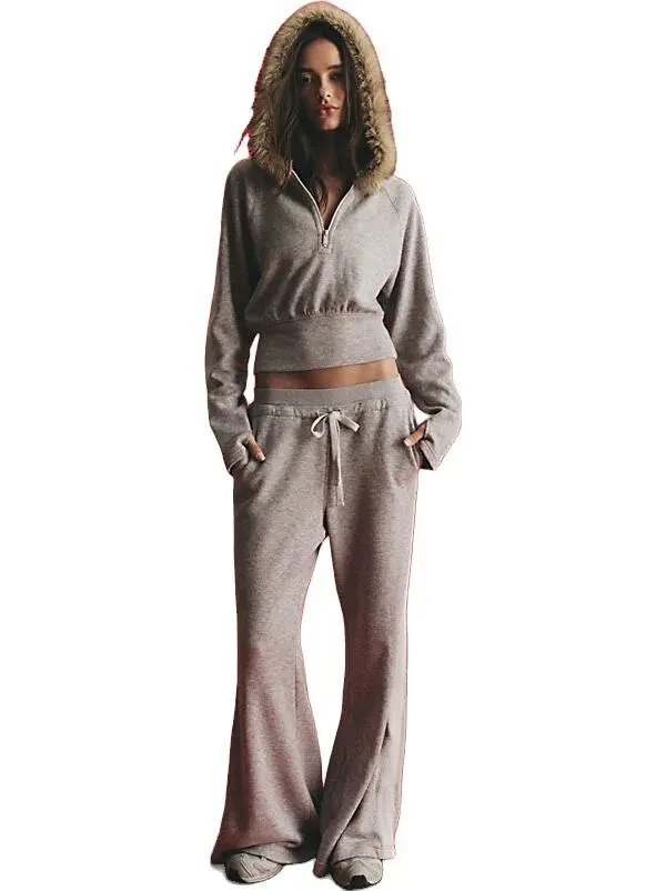Free People Faux Fur-trimmed Set - Heather Grey