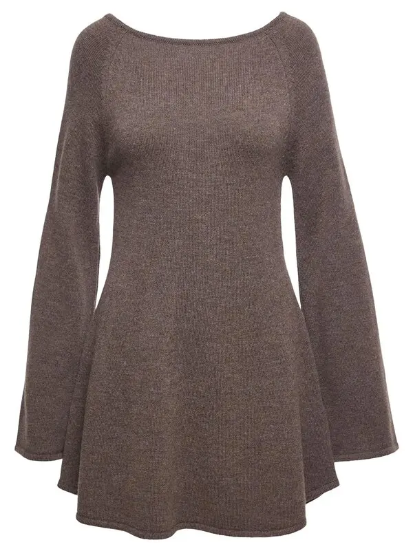 WAKAKUU Nara Wool Mini Dress - Mole