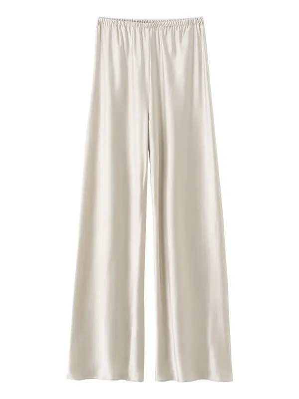 Almada Label Satin Bias Pants - Pearl