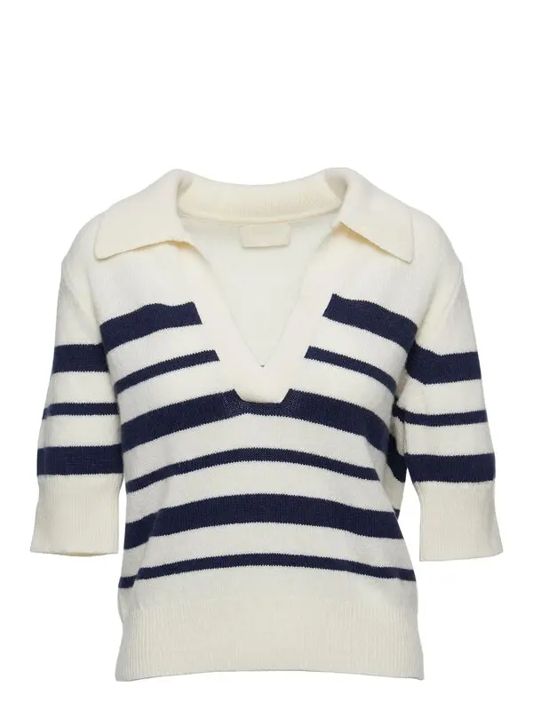 WAKAKUU Lisabon Striped Wool Cashmere Top - Blue,white