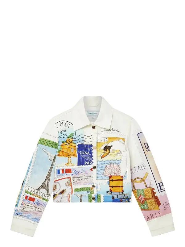 Casablanca Souvenirs De Vacances Printed Denim Jacket - Multicolor