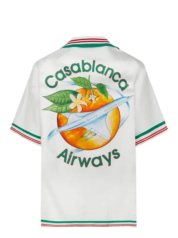 Casablanca Orbite Au Tour De L'orange Short Sleeve Silk Shirt - Multicolor