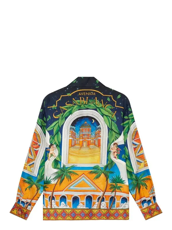 Casablanca Maison D'ete Cuban Collar Long Sleeve Silk Shirt - Multicolor