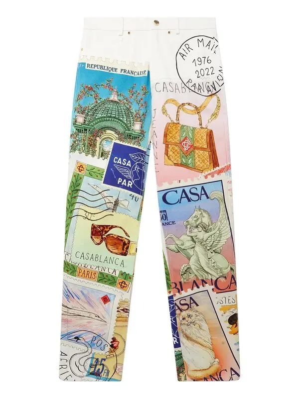 Casablanca Souvenirs De Vacances Printed Straight Leg Jeans - Multicolor