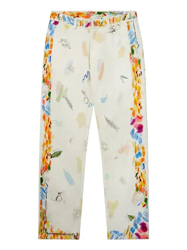 Casablanca Printed Straight Leg Jeans - Multicolor