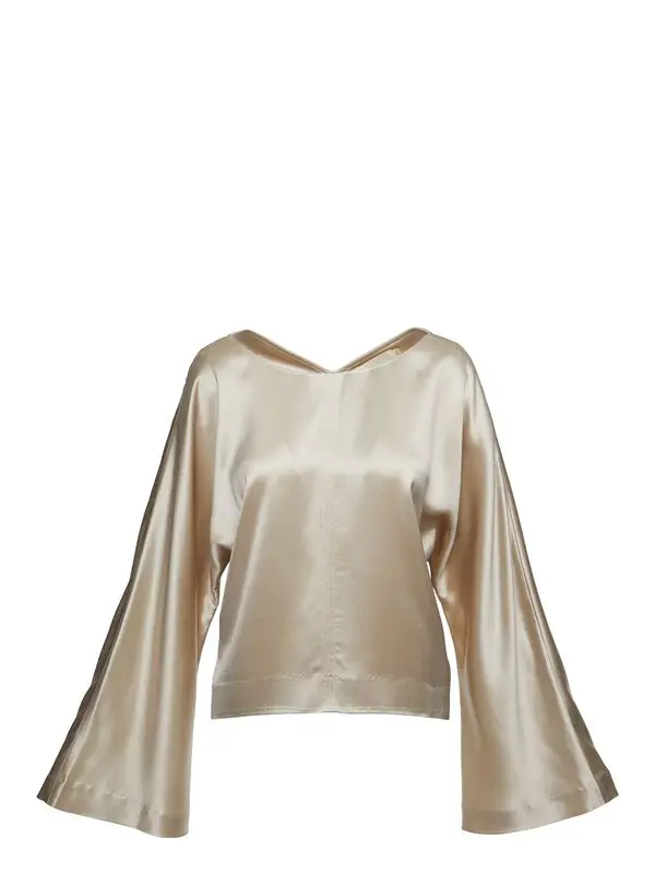 WAKAKUU Palermo Satin Blouse - Beige