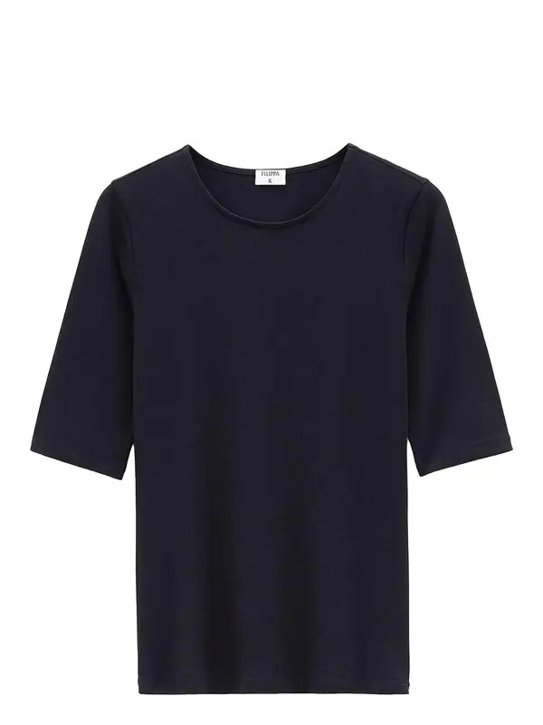 Filippa K T-shirt Cotton Stretch Elbow Sleeve - Black