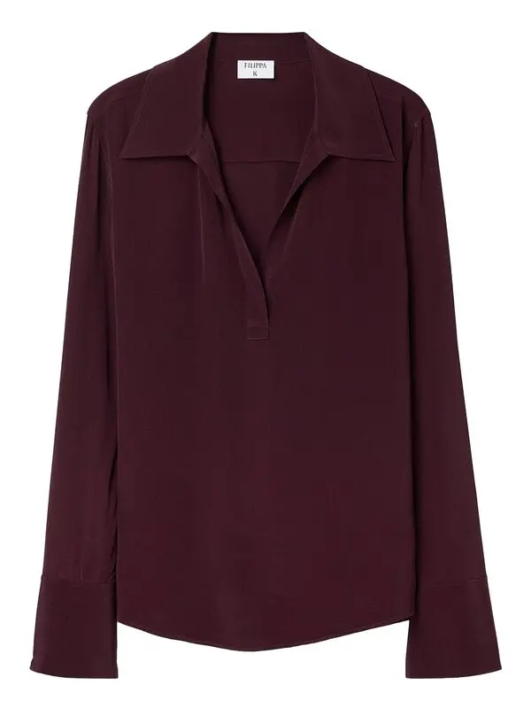 Filippa K Blouse Half Placket - Burgundy