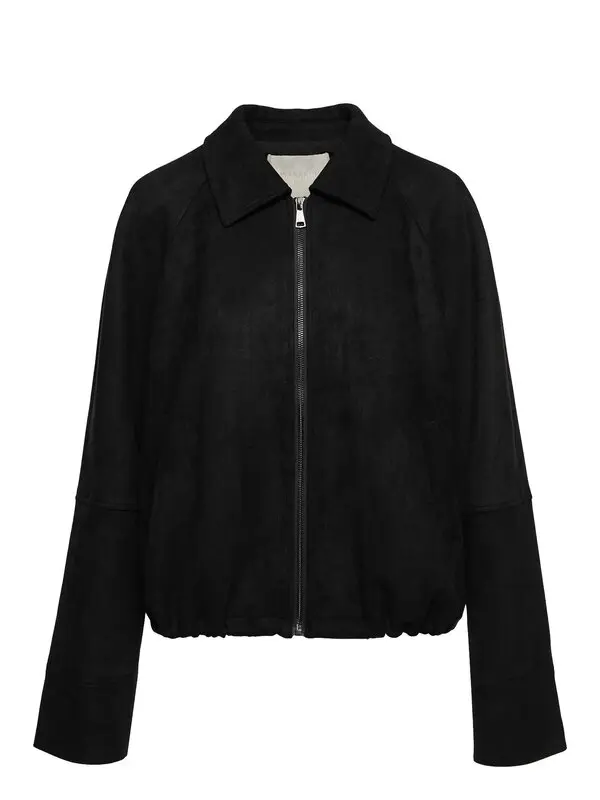 WAKAKUU Milia Faux Suede Bomber Jacket - Black