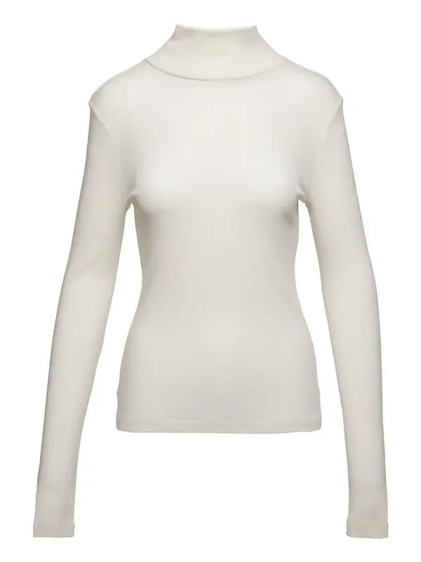 WAKAKUU Fine-knit Merino Wool Turtleneck Sweater - Cream