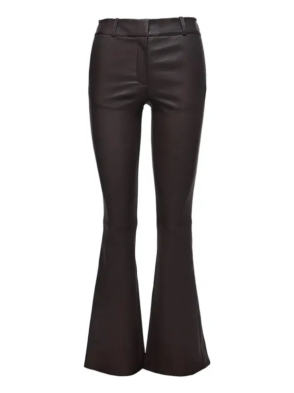 WAKAKUU Stretch Leather Trousers - Brown