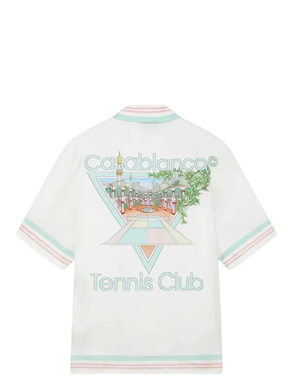 Casablanca Tennis Club Icon Short Sleeve Silk Shirt - Multicolor