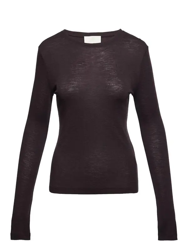 WAKAKUU Crew Neck Merino Wool Sweater - Dark Brown