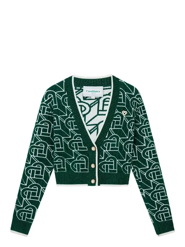 Casablanca Heart Monogram Cardigan - Green