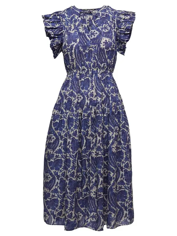 Ulla Johnson Kairi Flutter Sleeve Midi Dress - Blue