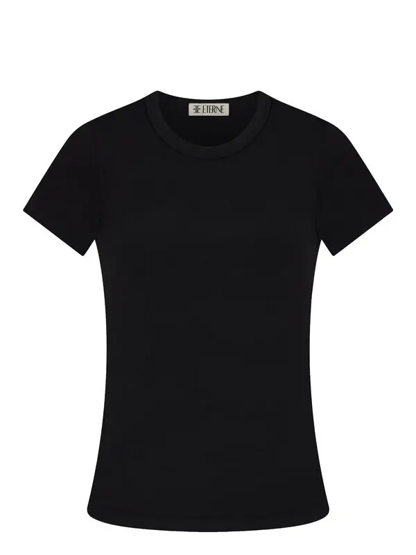 Eterne Fitted Crewneck Short Sleeve T-shirt - Black