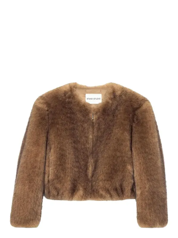 STAND STUDIO Karly Faux Fur Jacket - Natural
