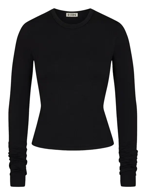 Eterne Fitted Long-sleeve Crewneck Top - Black
