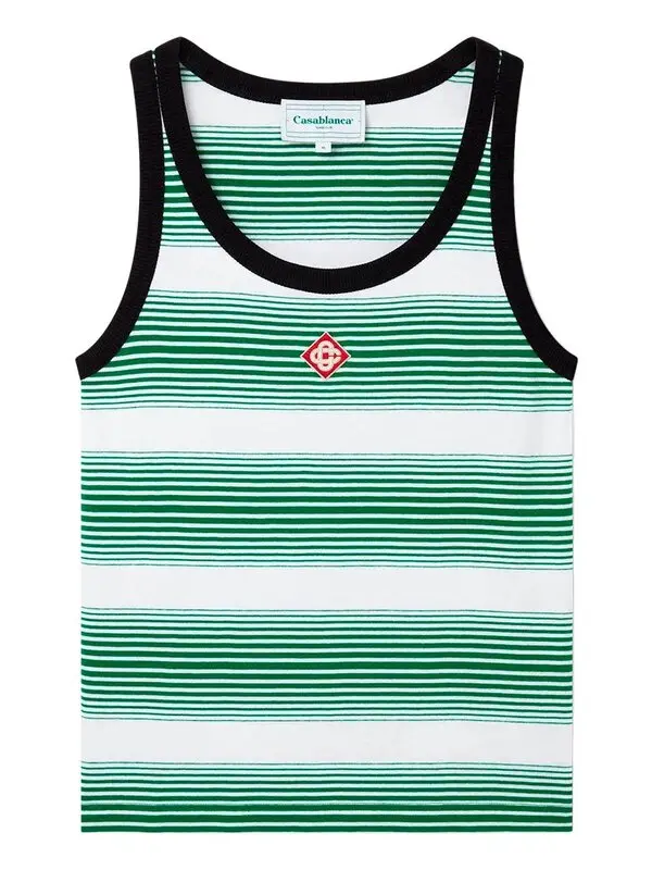 Casablanca Gradient Stripe Ringer Tank Top - Green