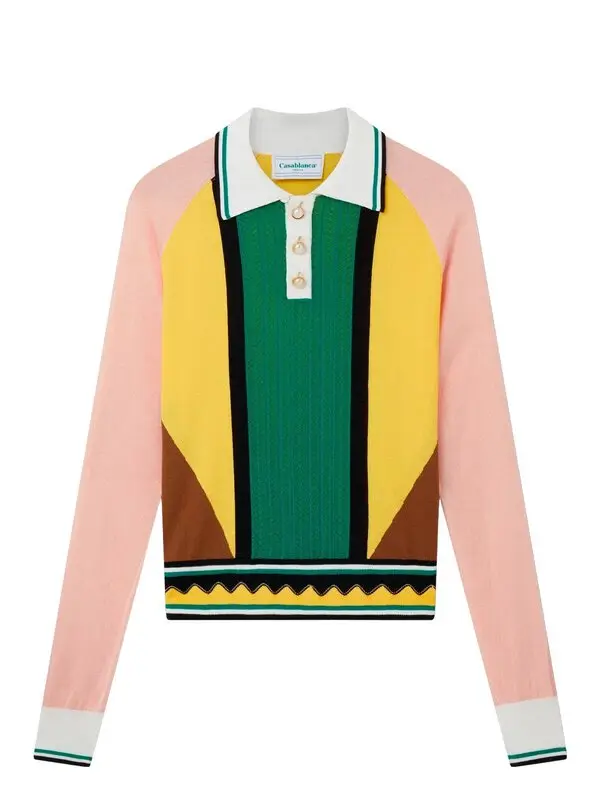 Casablanca Graphic Panelled Polo Shirt - Multicolor