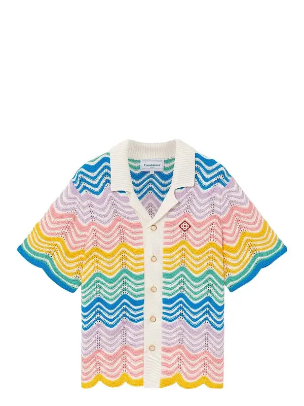 Casablanca Gradient Wave Knit Shirt - Blue
