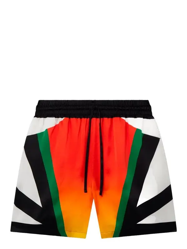 Casablanca Silk Satin Moto Sport Shorts - Green