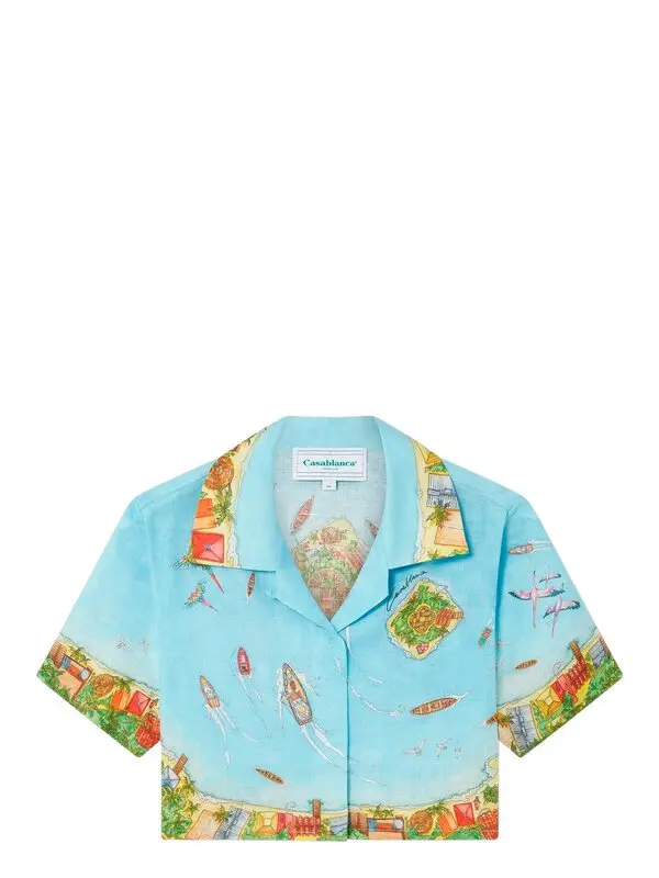 Casablanca Maison Sur Piloti Cropped Linen Shirt - Multicolor